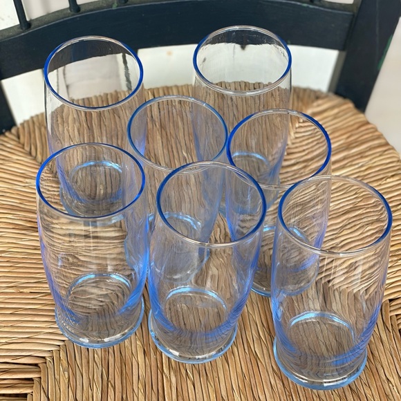 Libbey | Dining | Libbey Blue Glasses Glass Set Of 7 Drinking Vintage ...